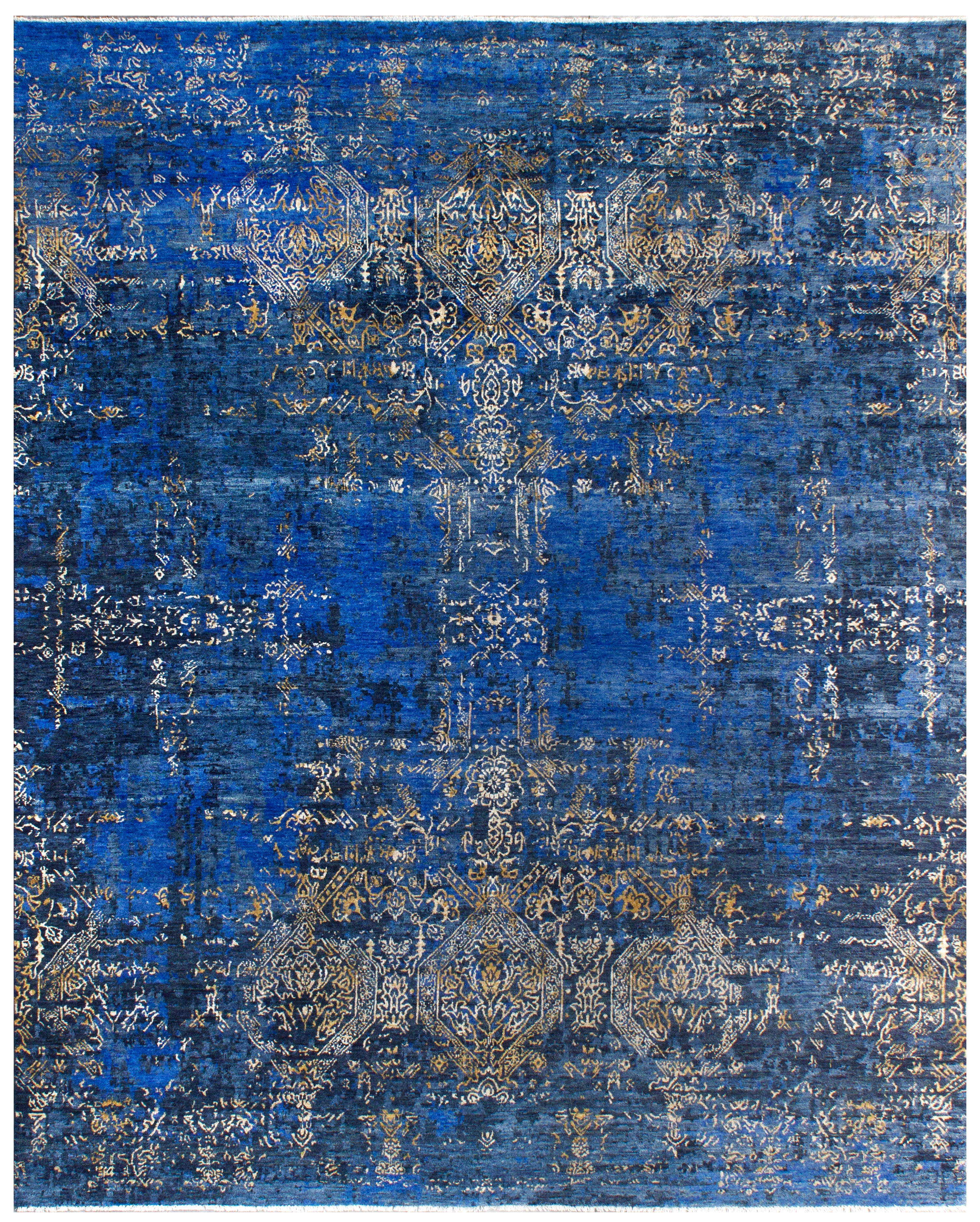 Azure Reef Hand Knotted Wool and Bamboo Silk Rug – Bhadohi Carpets